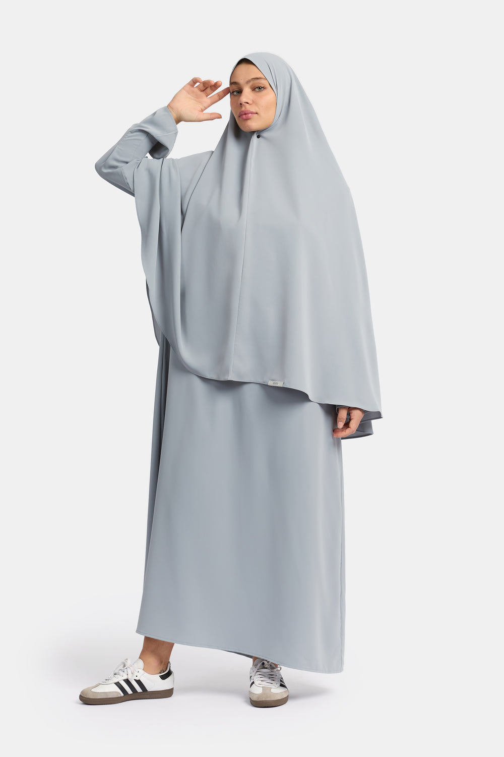 Draped Sleeve Abaya Set - Ash Grey